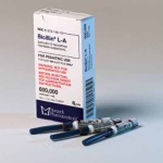 Bicillin LA, 600mu, 20G Syringe, 1mL, 10 Syringes /Tray | McGuff