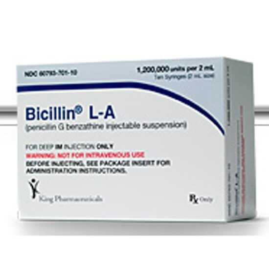Bicillin® L-A Penicillin G Benzathine Injection 1.2 MMU/2mL, Single ...