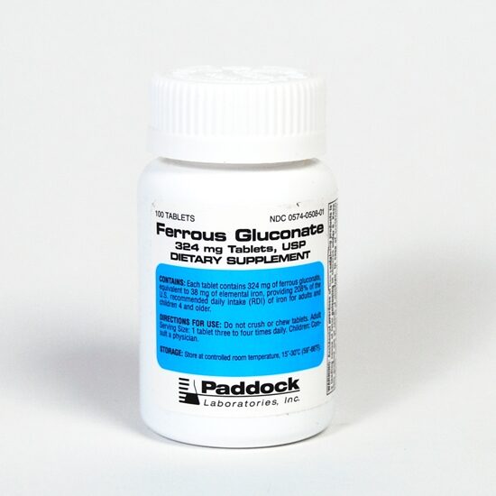Ferrous Gluconate, 324mg, 100 Tablets/Bottle | McGuff
