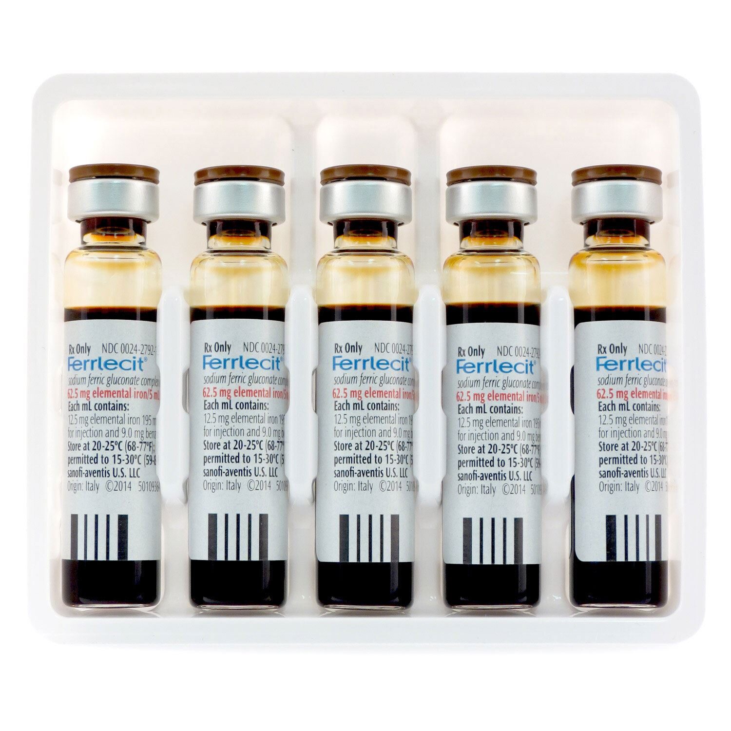 Ferrlecit® Sodium Ferric Gluconate Complex (IV Iron) Injection 62.5 mg ...