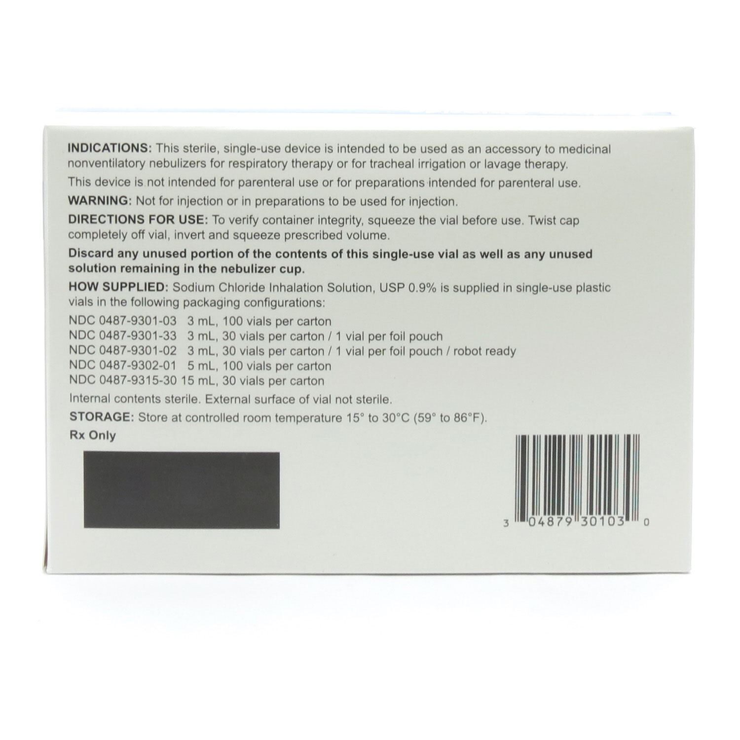 Sodium Chloride 0.9% Inhalation Solution, Single Dose Vial 3 mL, 100 ...