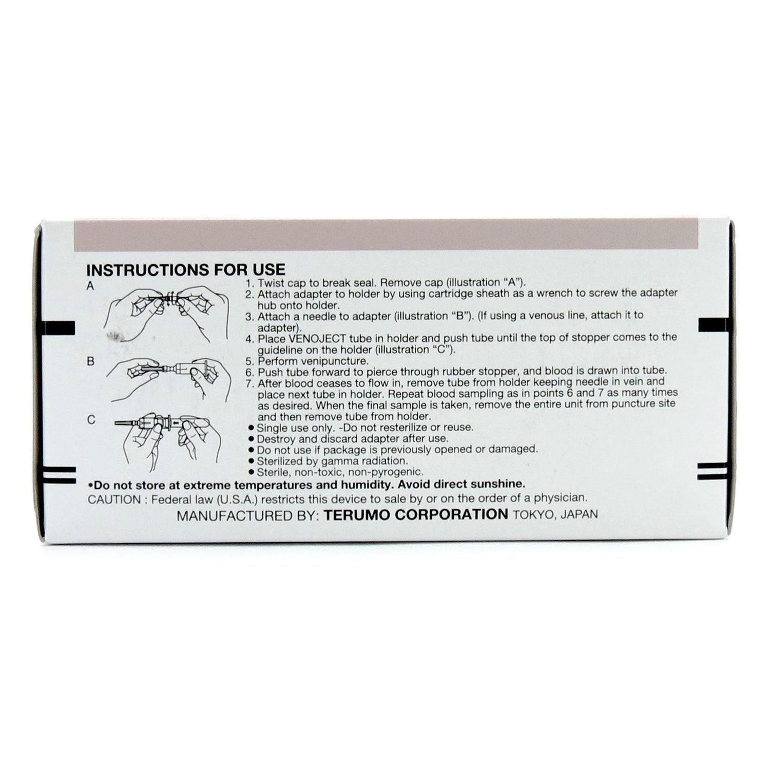 Blood Collection, Luer Adapter, Multi-Sample, Venoject®, 100/Box | McGuff