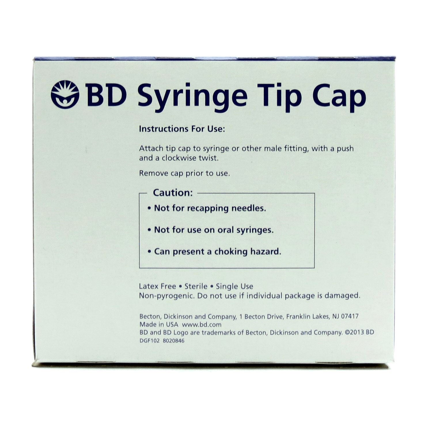 BD Sterile Tip Cap for Syringe, 200/Box | McGuff