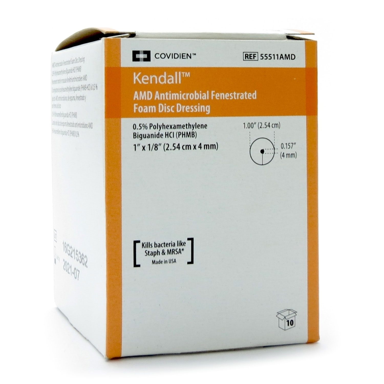 AMD Antimicrobial Disc Dressing, 1" w/4mm hole, Sterile, 10/Box | McGuff