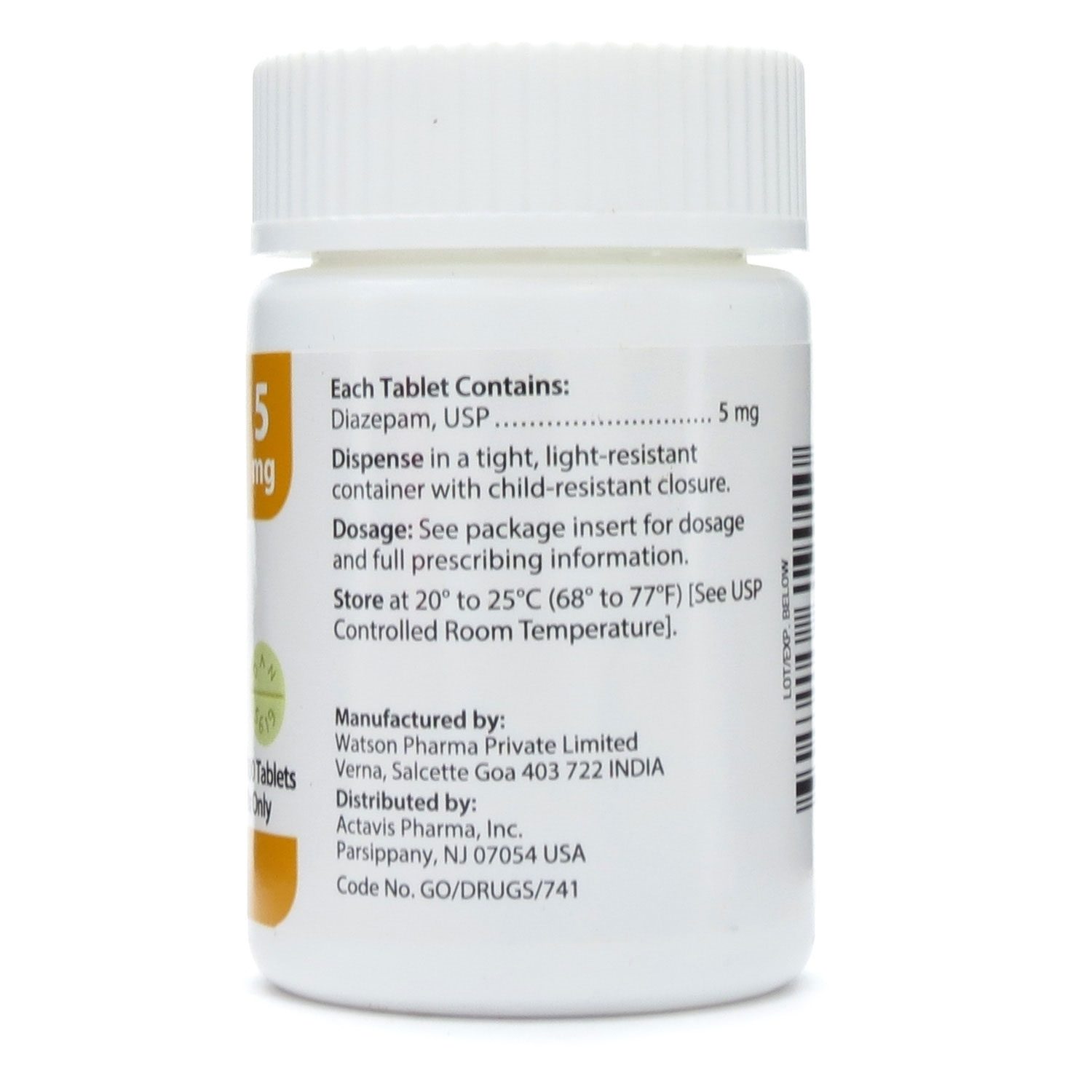 Diazepam [C-IV], 5mg, 100 Tablets/Bottle | McGuff