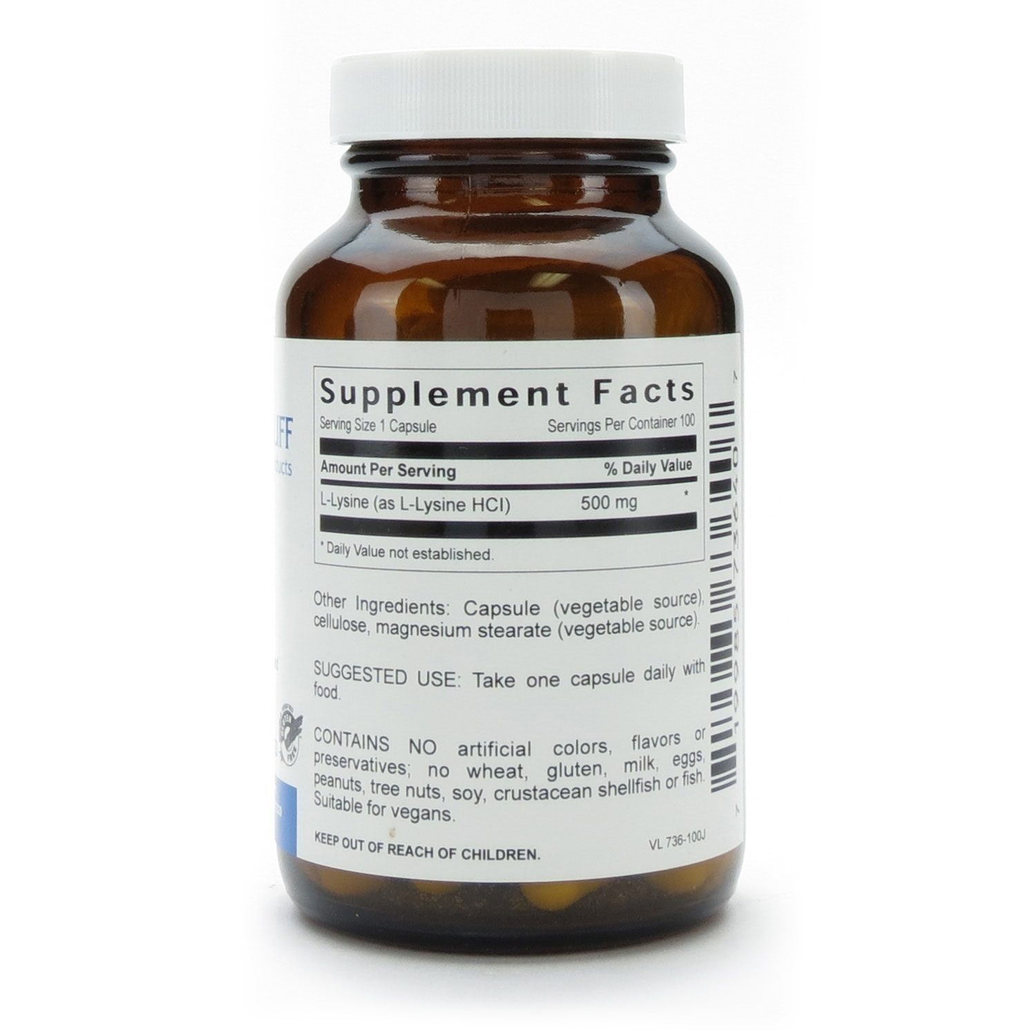 L-Lysine, 500 mg, 50 Capsules | McGuff