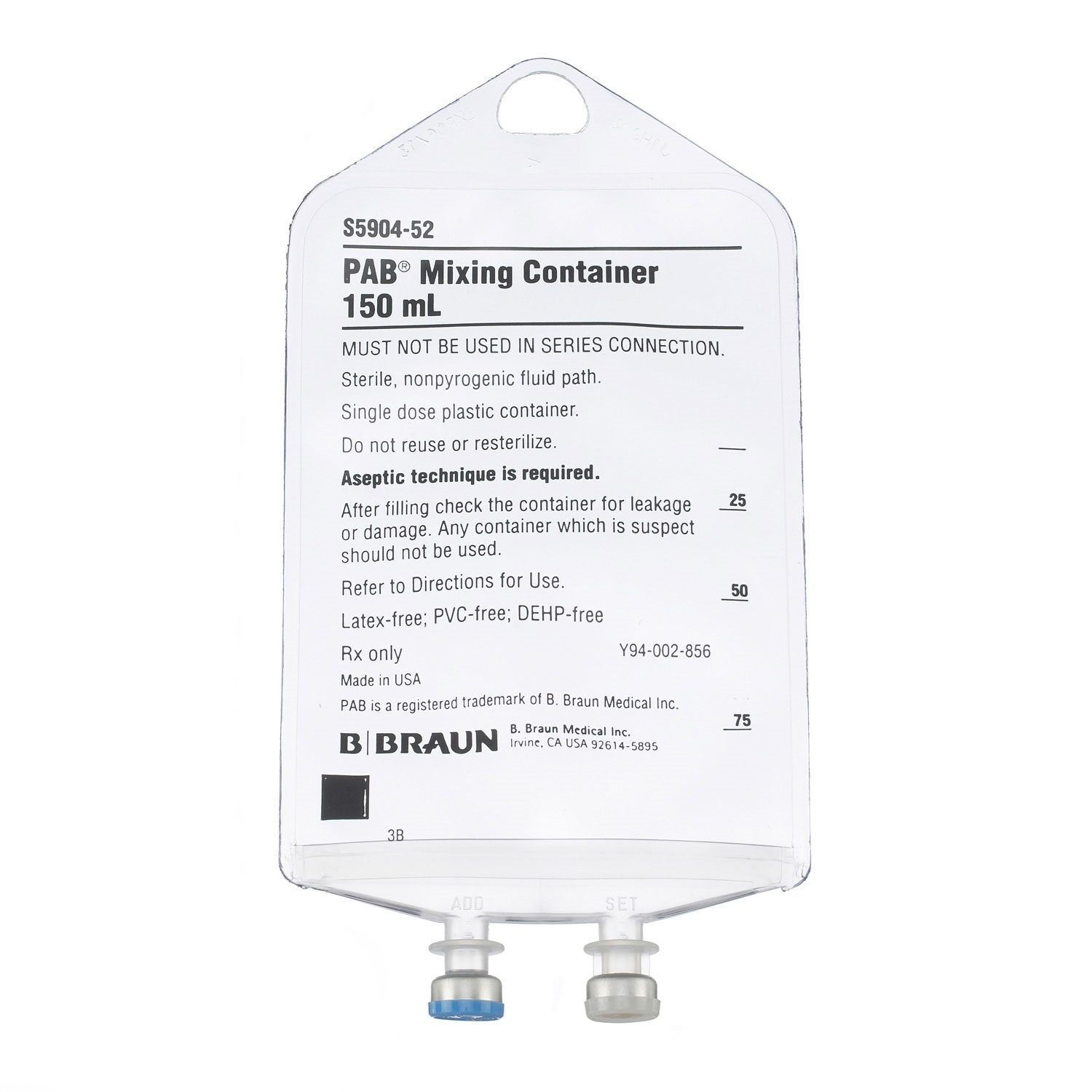 Container, Empty IV Bag, PAB® Partial Additive Bag, Non-DEHP, 150mL ... Container, Empty IV Bag, PAB® Partial Additive Bag, Non-DEHP, 150mL ...