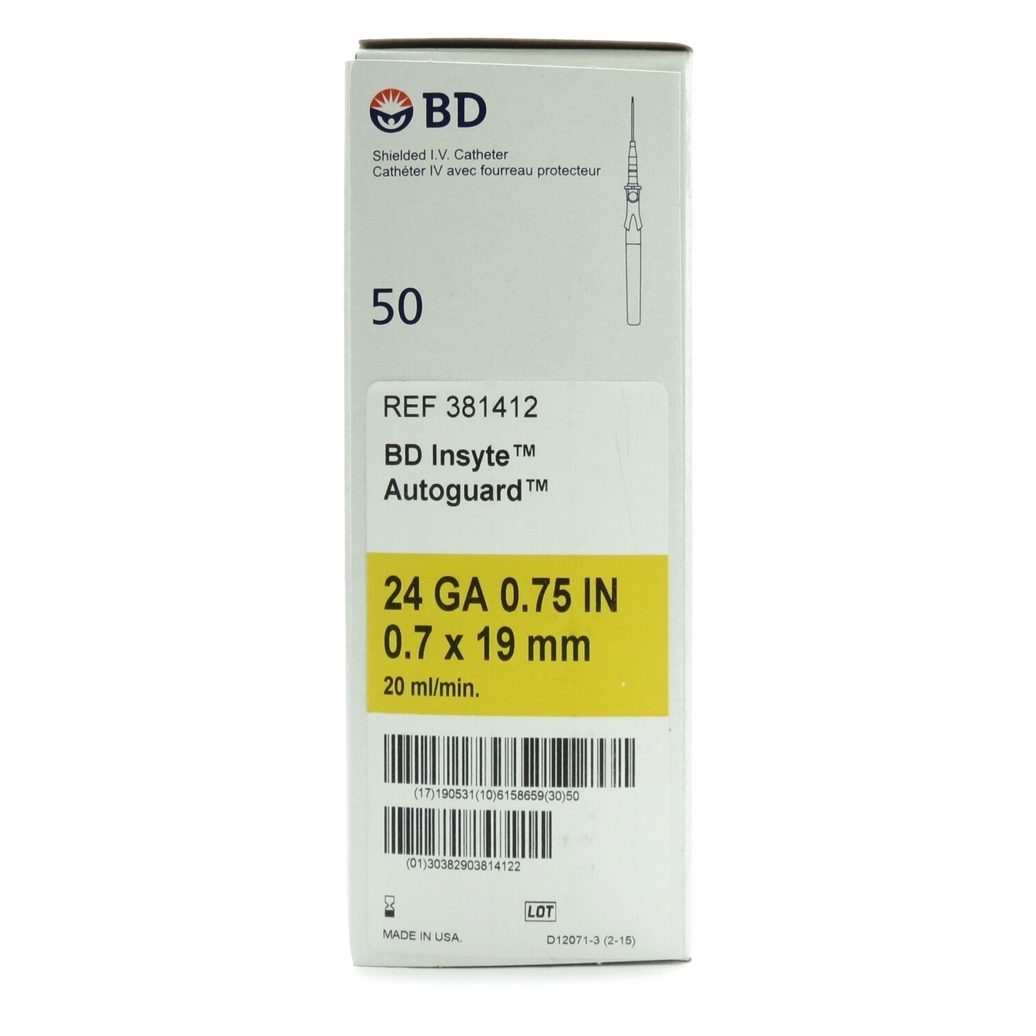 Insyte™ Autoguard™ Peripheral IV Catheter, With Push-button Shielding ...