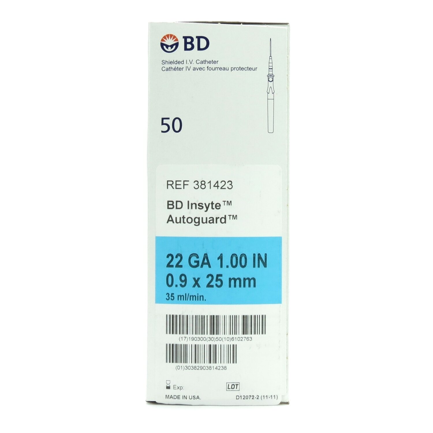 Insyte™ Autoguard™ Peripheral IV Catheter, With Push-button Shielding ...