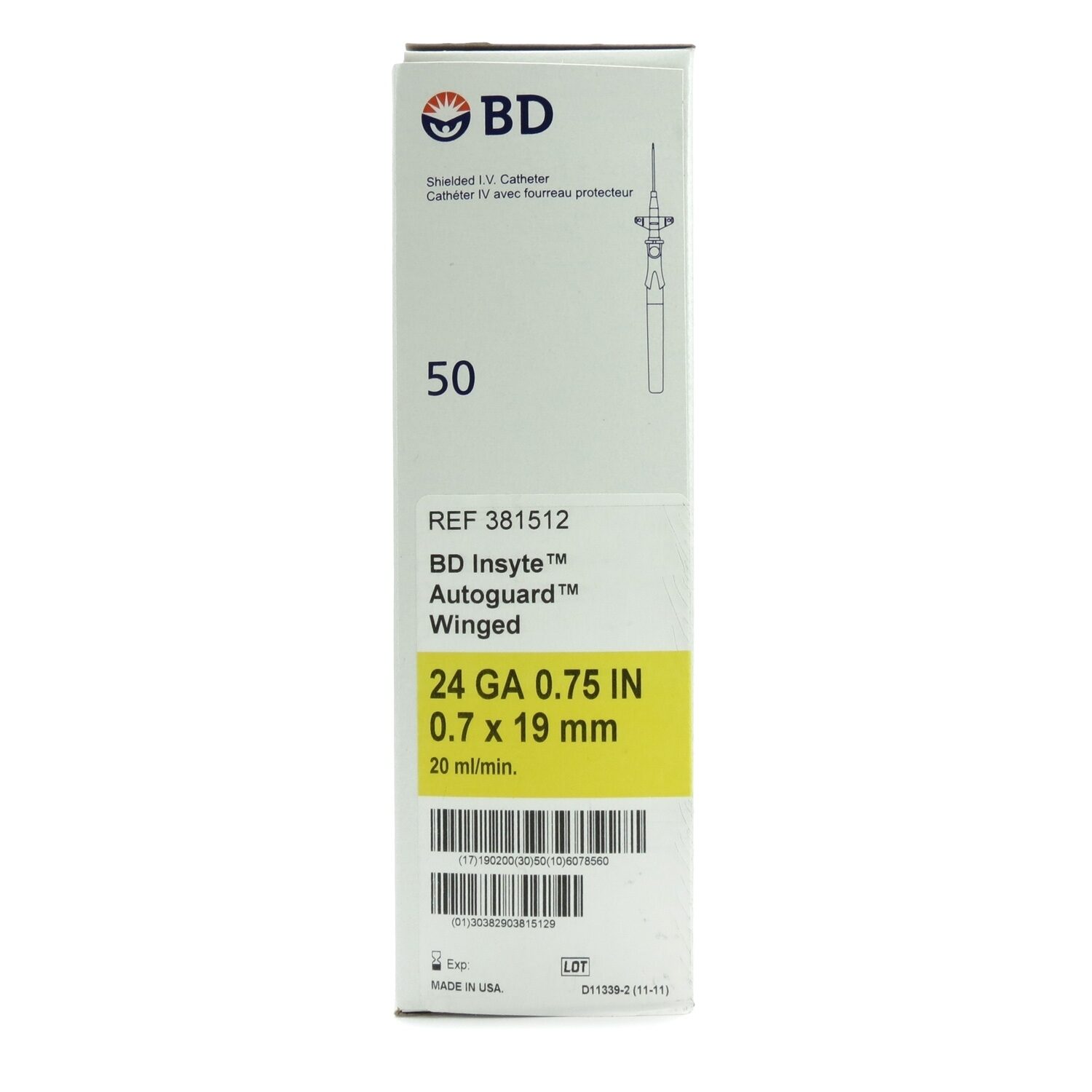 Insyte™ Autoguard™ Peripheral IV Catheter, With Push-button Shielding ...