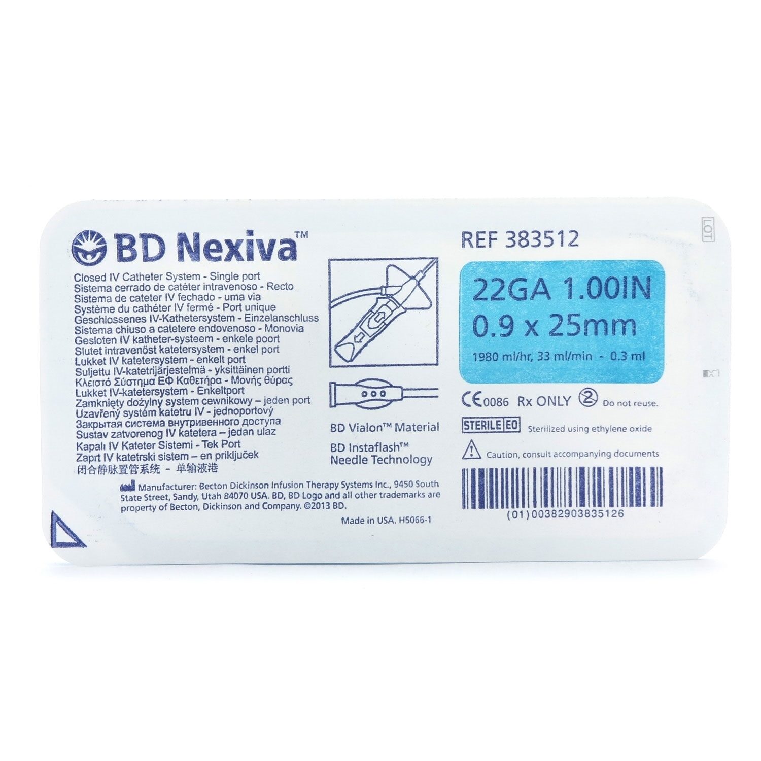 BD Nexiva™ Closed IV Catheter, 20/22/24 G Winged Hub With Single Port ...