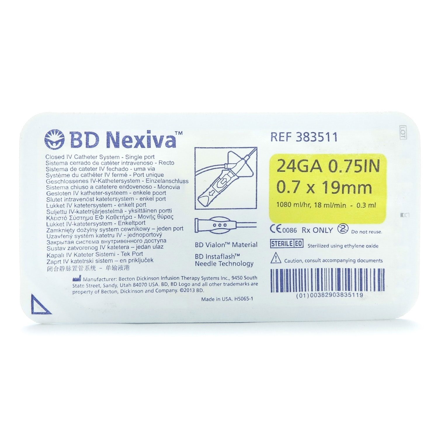 BD Nexiva™ Closed IV Catheter, 20/22/24 G Winged Hub With Single Port ...