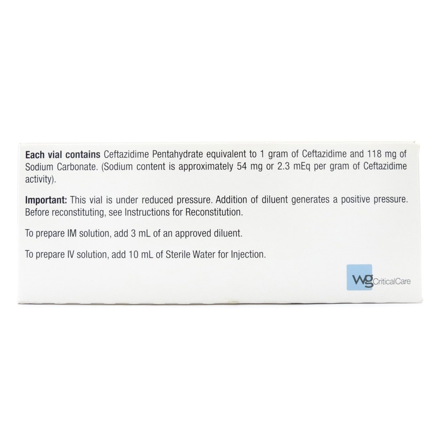 Ceftazidime for Injection, 1gm/Vial, SDV, 25 Vials/Tray | McGuff