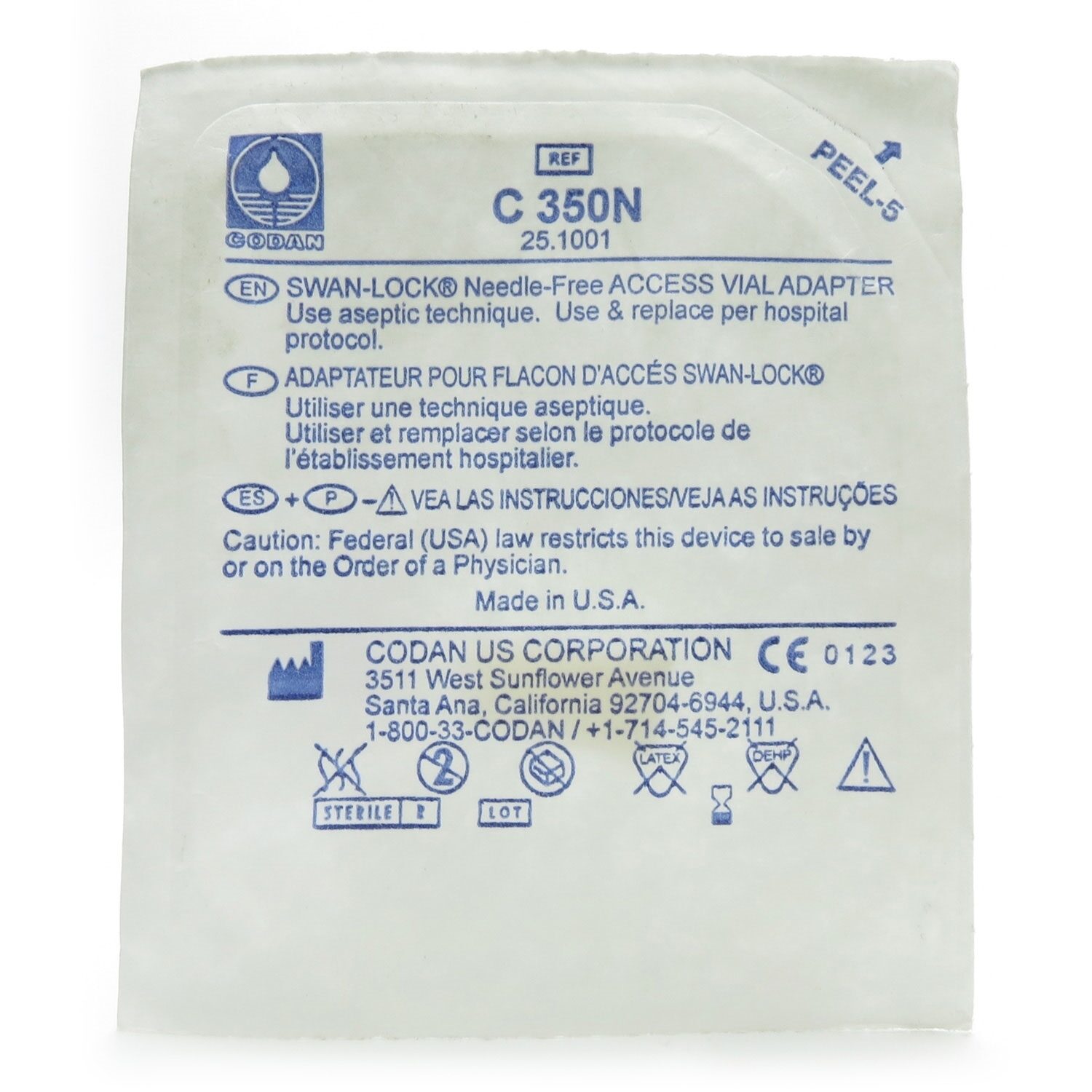 SWAN-LOCK® Dispensing Pin With Needle-Free Adapter and 0.2 Micron Air ...