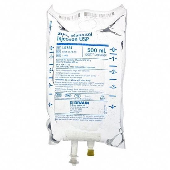 IV Solution, Mannitol, IV, 20%, 500mL, 24 Bags/Case | McGuff