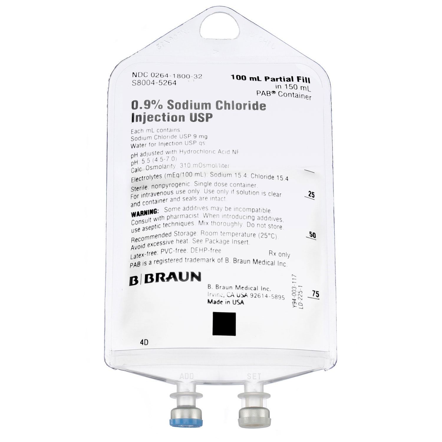 0.9% Sodium Chloride IV Solution Injection, PAB® Partial Additive Bag ...