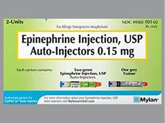 Epinephrine Injection, USP, 0.15mg, 1:2,000, UD, Auto-Injector, 2/Box ...