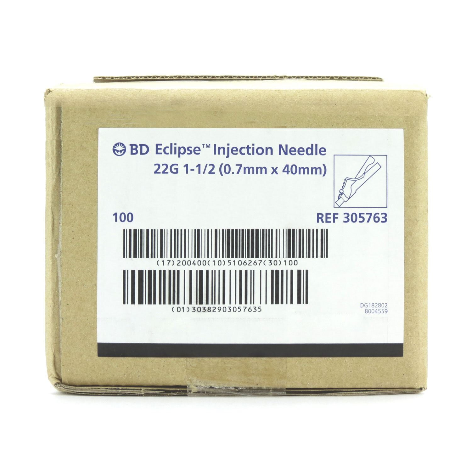 BD Eclipse™ Safety Hypodermic Needles, 100/Box | McGuff