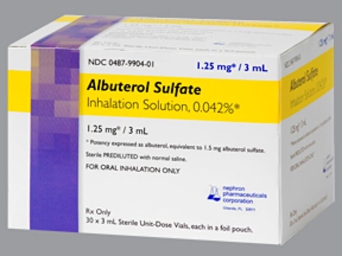Albuterol Sulfate, 1.25mg/3mL, Inhalation Solution, 3mL, 30 Ampules/Tray | McGuff