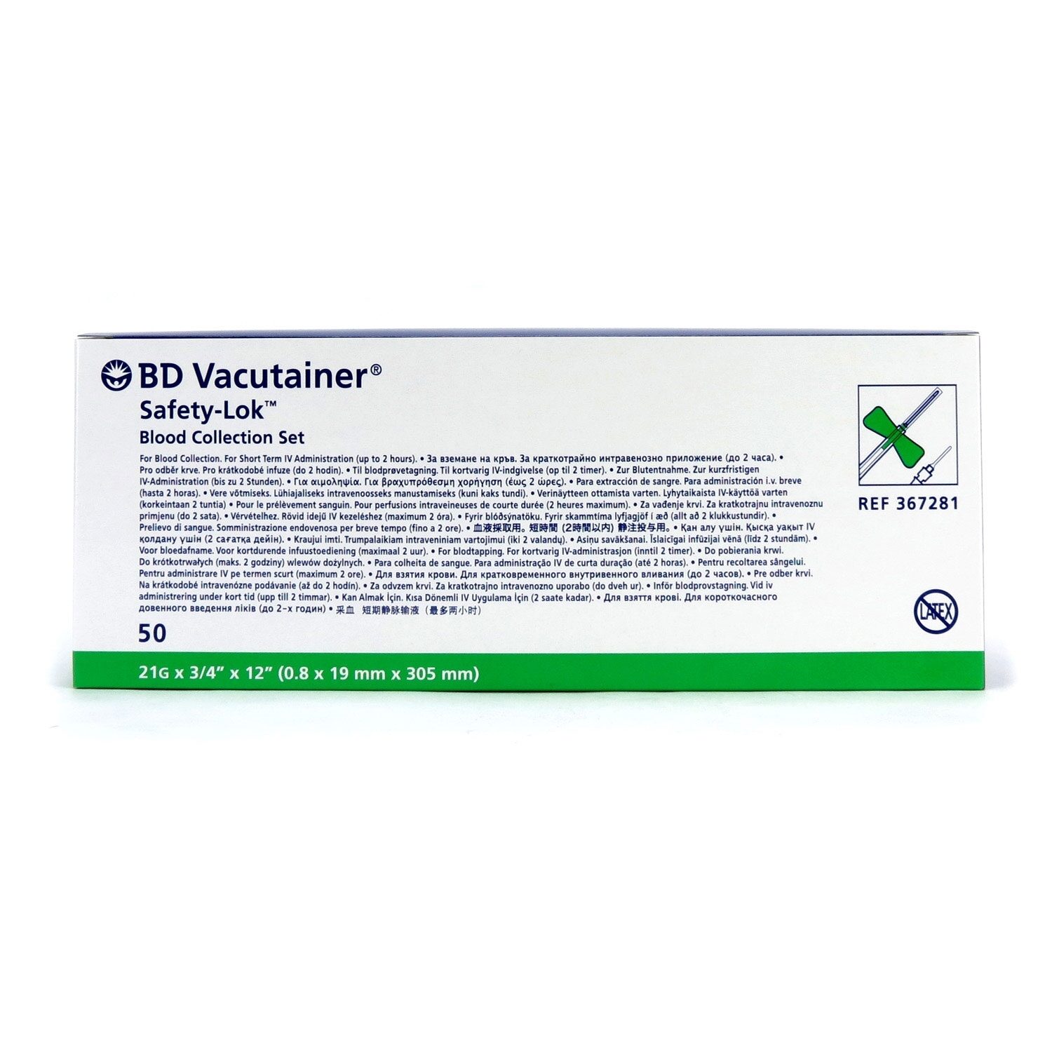 BD Vacutainer® Safety-Lok™ Blood Collection Set, 21/23/25G Winged, 12 ...