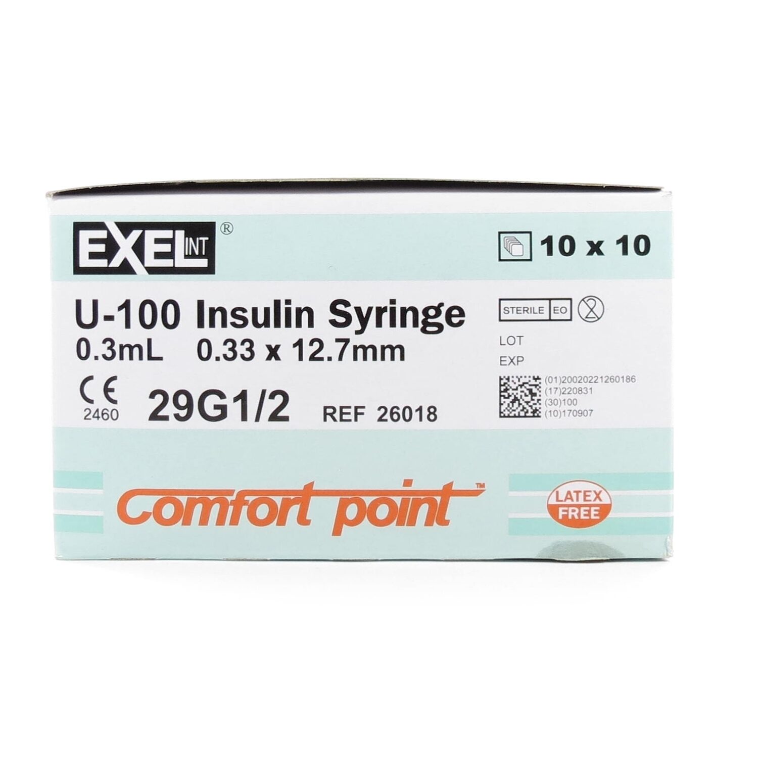 0.3cc Insulin Syringe, 29G x 1/2", Exel Comfort Point, 100/Box | McGuff