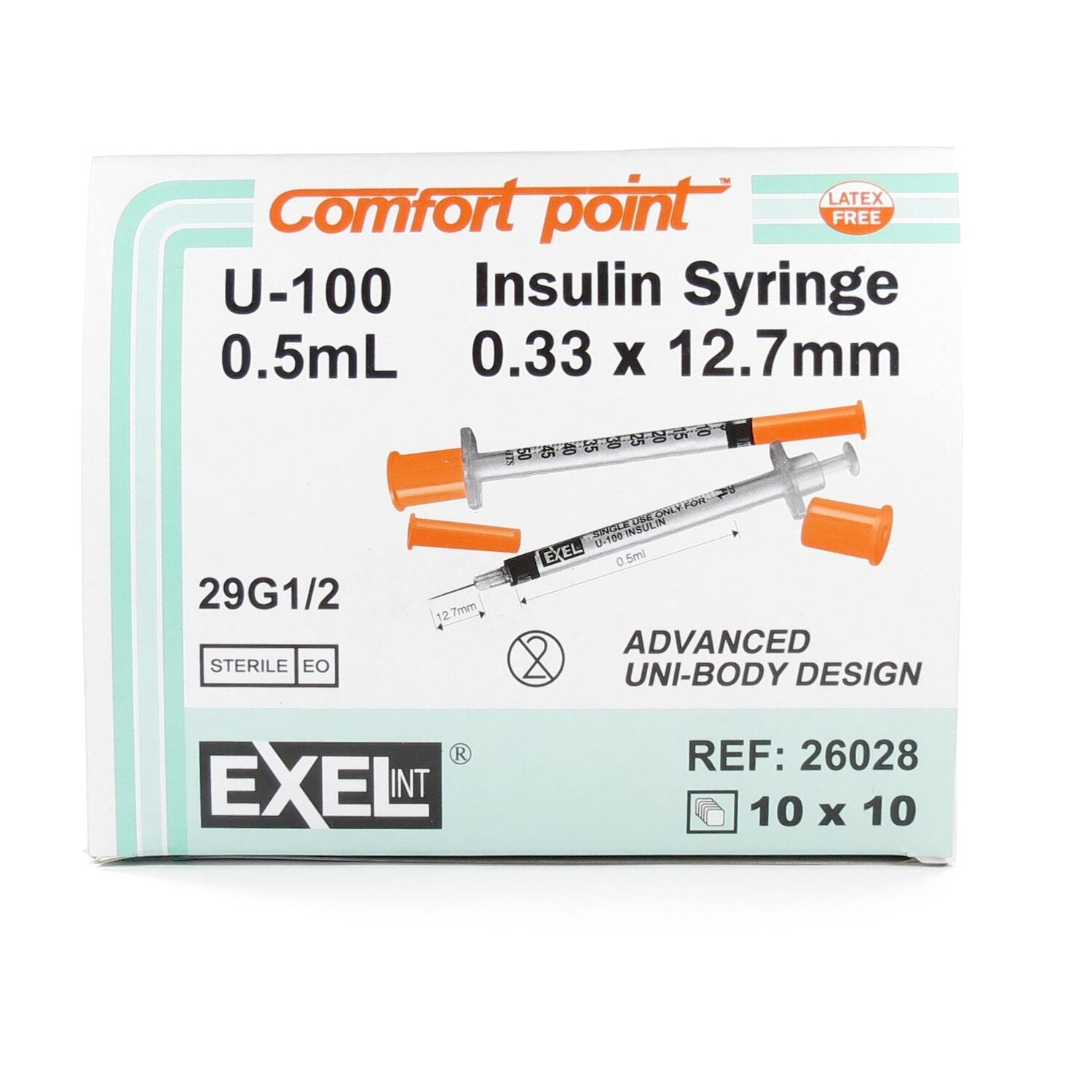 Comfort Point™ Insulin Syringe With Needle, 100/Box | McGuff
