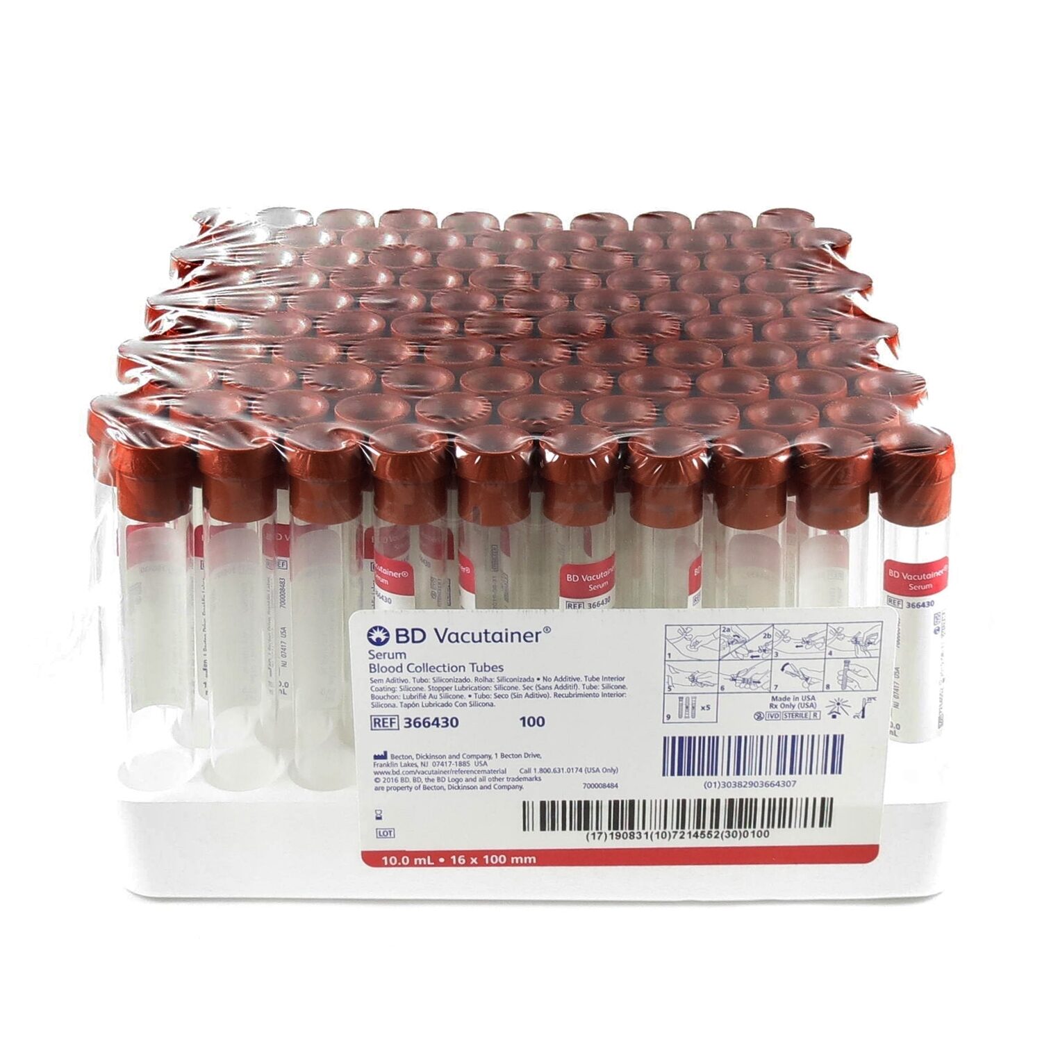 Vacutainer® Red Blood Collection Serum Tubes, 100/Package | McGuff