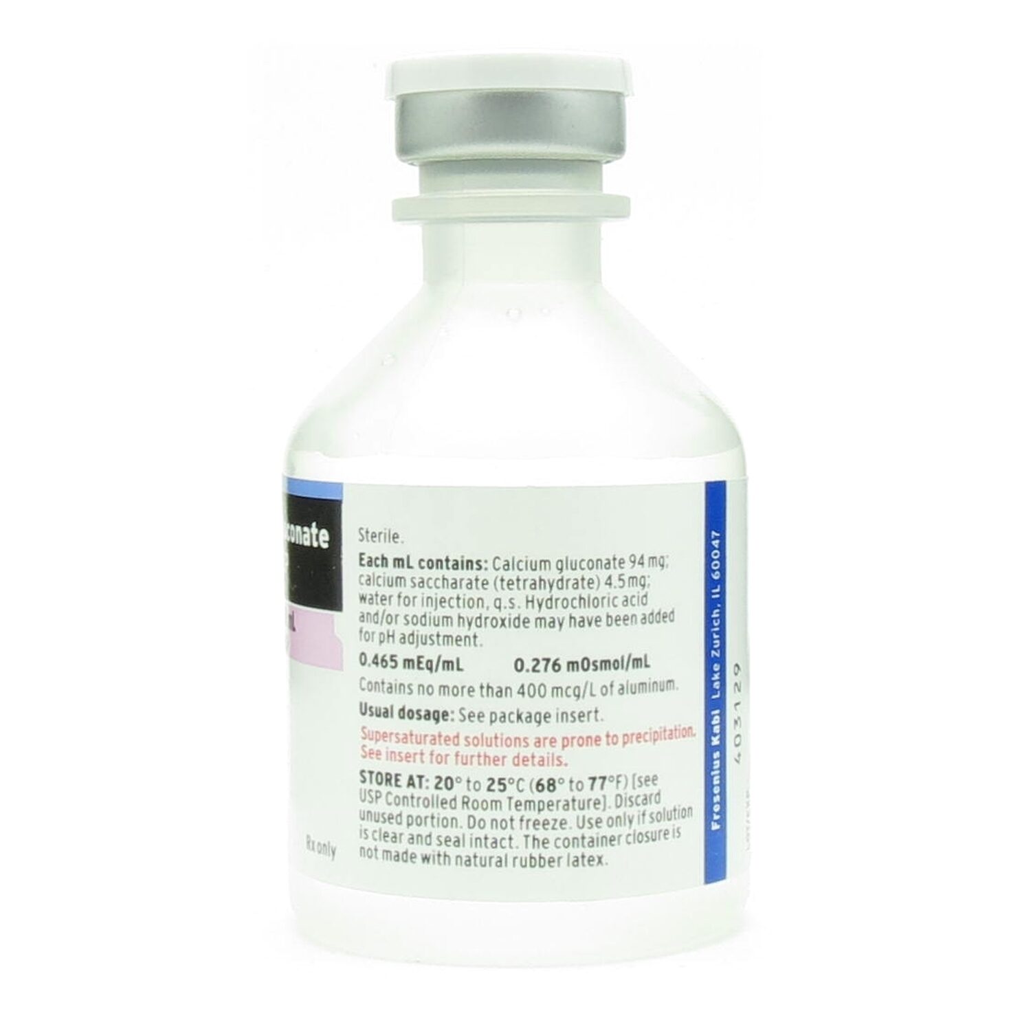 Calcium Gluconate, 10%, 100mg/mL, SDV, 50mL Glass Vial | McGuff