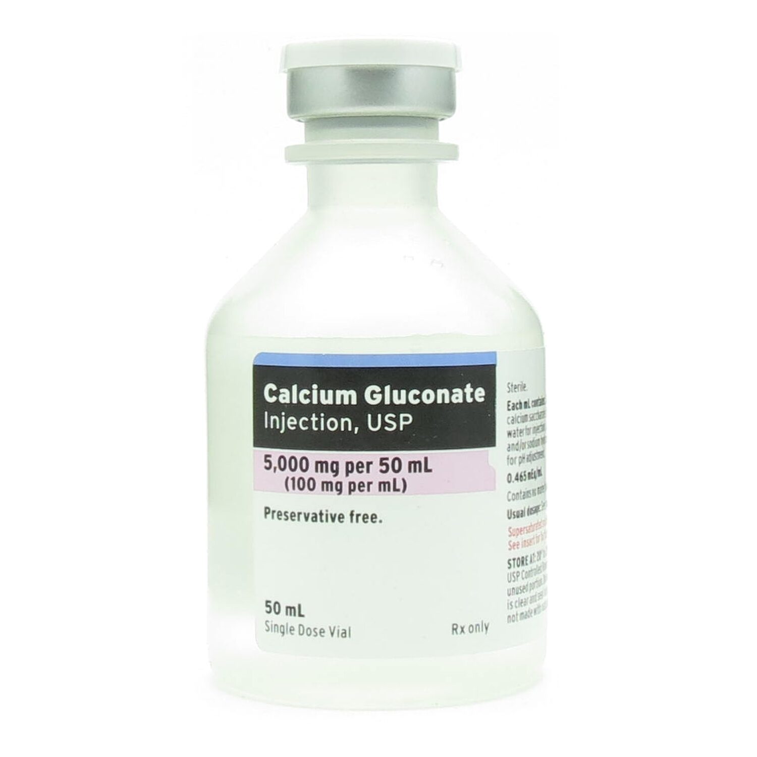 Calcium Gluconate, 10%, 100mg/mL, SDV, 50mL Glass Vial | McGuff