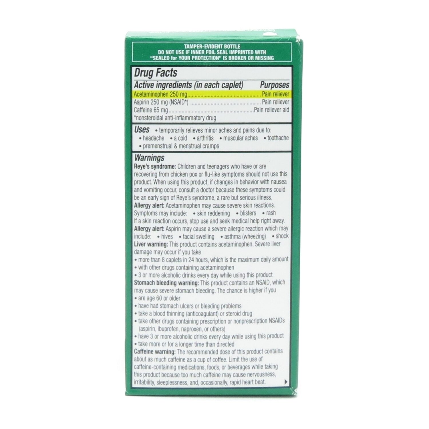 Excedrin® Extra Strength, 500mg, 100 Caplets/Bottle | McGuff