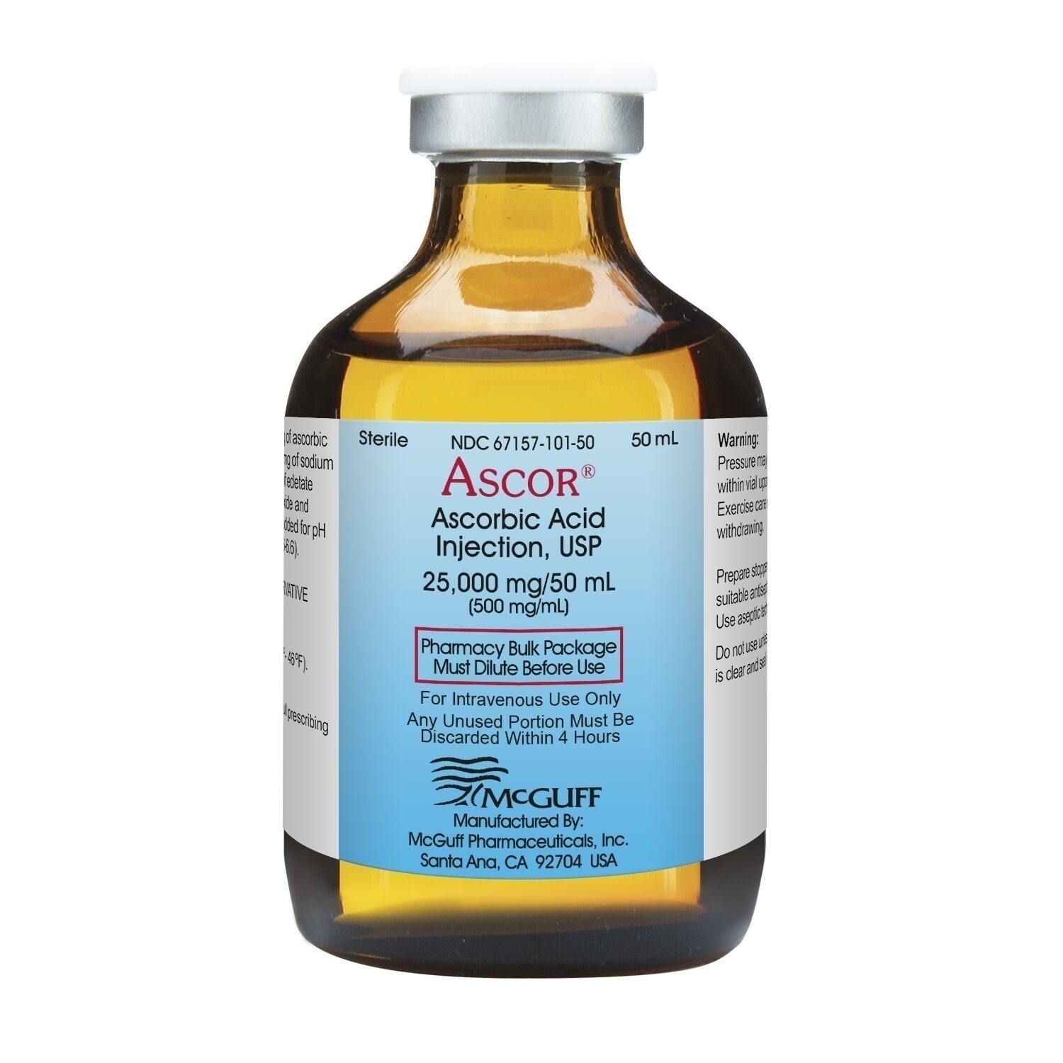 Ascor® Ascorbic Acid Injection Usp 500mg Ml 50ml Vial Mcguff
