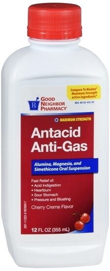 Antacid/Anti-Gas, Liquid, Cherry, 12oz./Bottle | McGuff