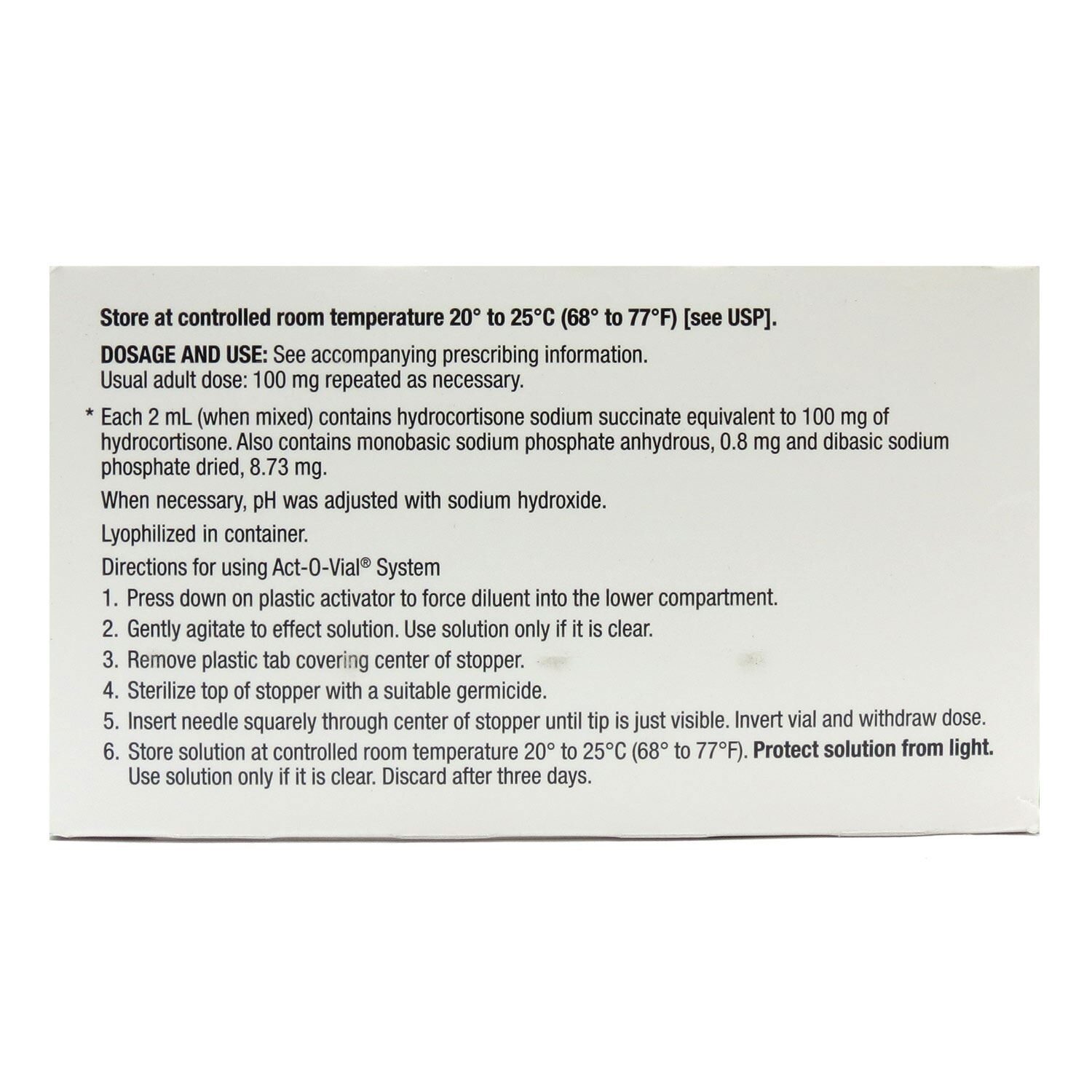 Solu-Cortef® (Hydrocortisone Sodium Succinate), Act-O-Vial®, SDV Vial ...