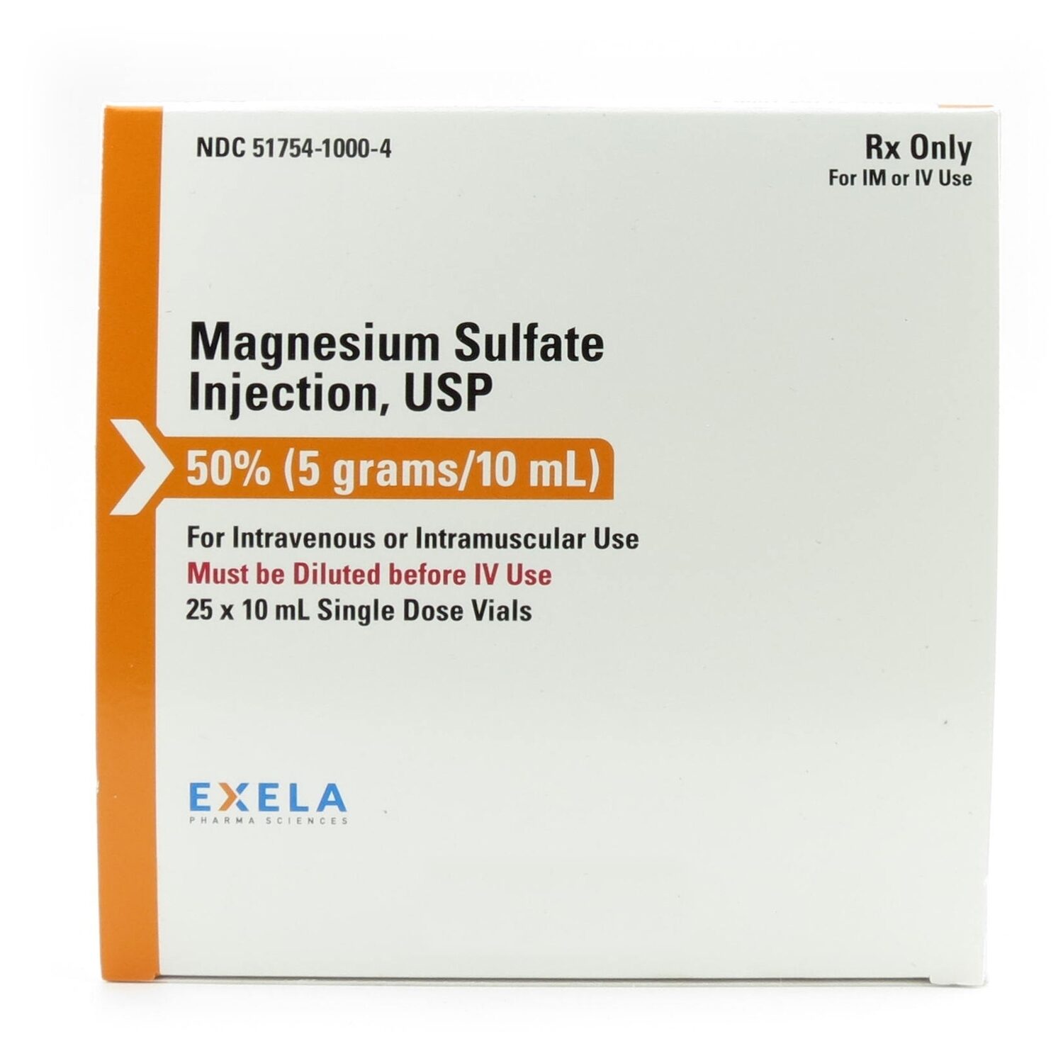 Magnesium Sulfate 50% Injection 500 mg/mL, Single Dose Vial 10 mL, Each ...