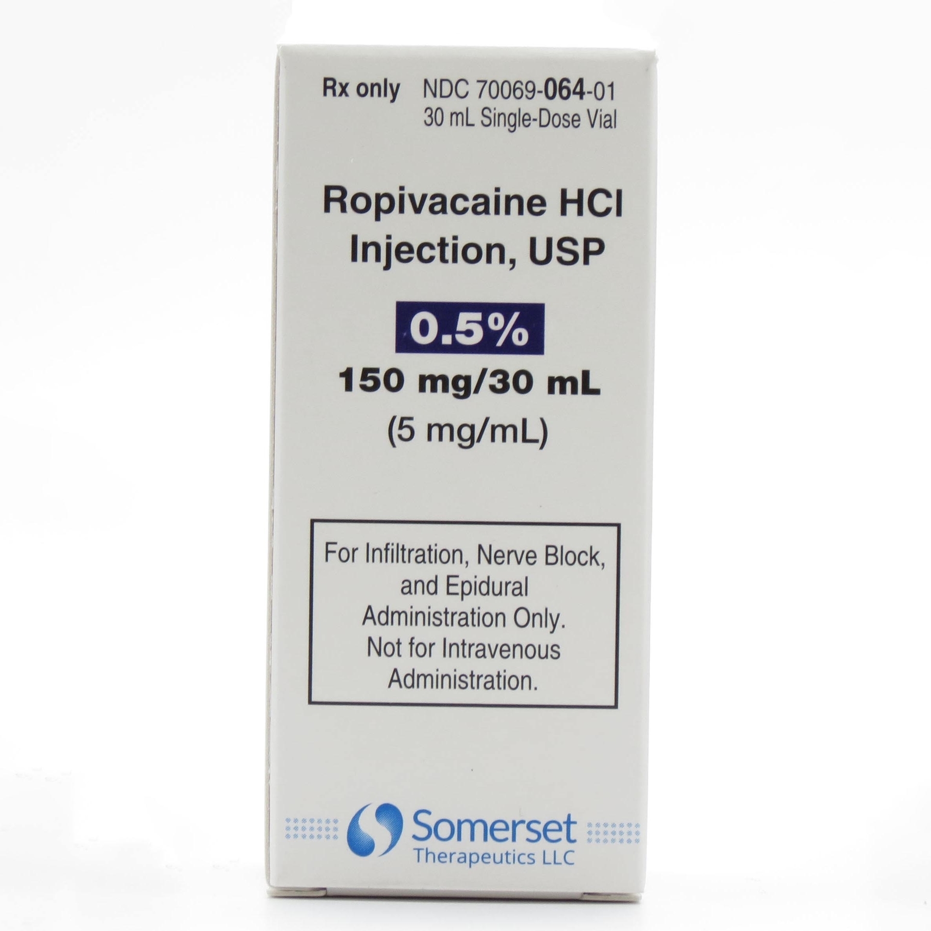 0.5% Ropivacaine HCl Injection 5 mg/mL, Single Dose Vial 30 mL, Each ...