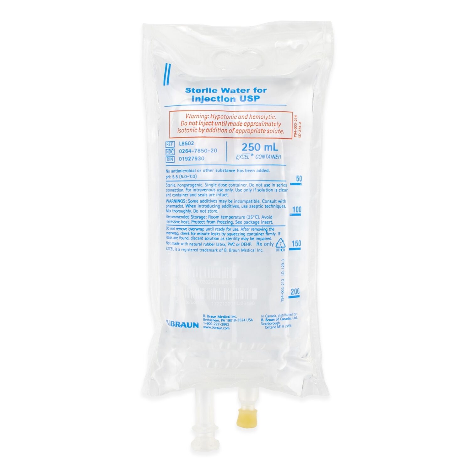 Sterile Water IV Solution Injection, Excel® Bag, Latex/PVC/DEPH-free ...