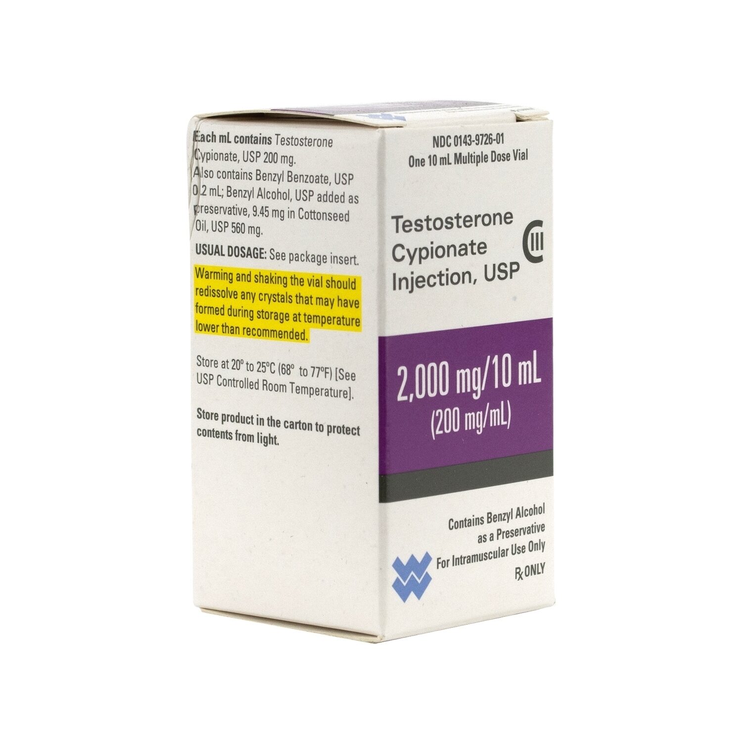 Testosterone Cypionate [c Iii] 200mg Ml Mdv 10ml Vial Mcguff