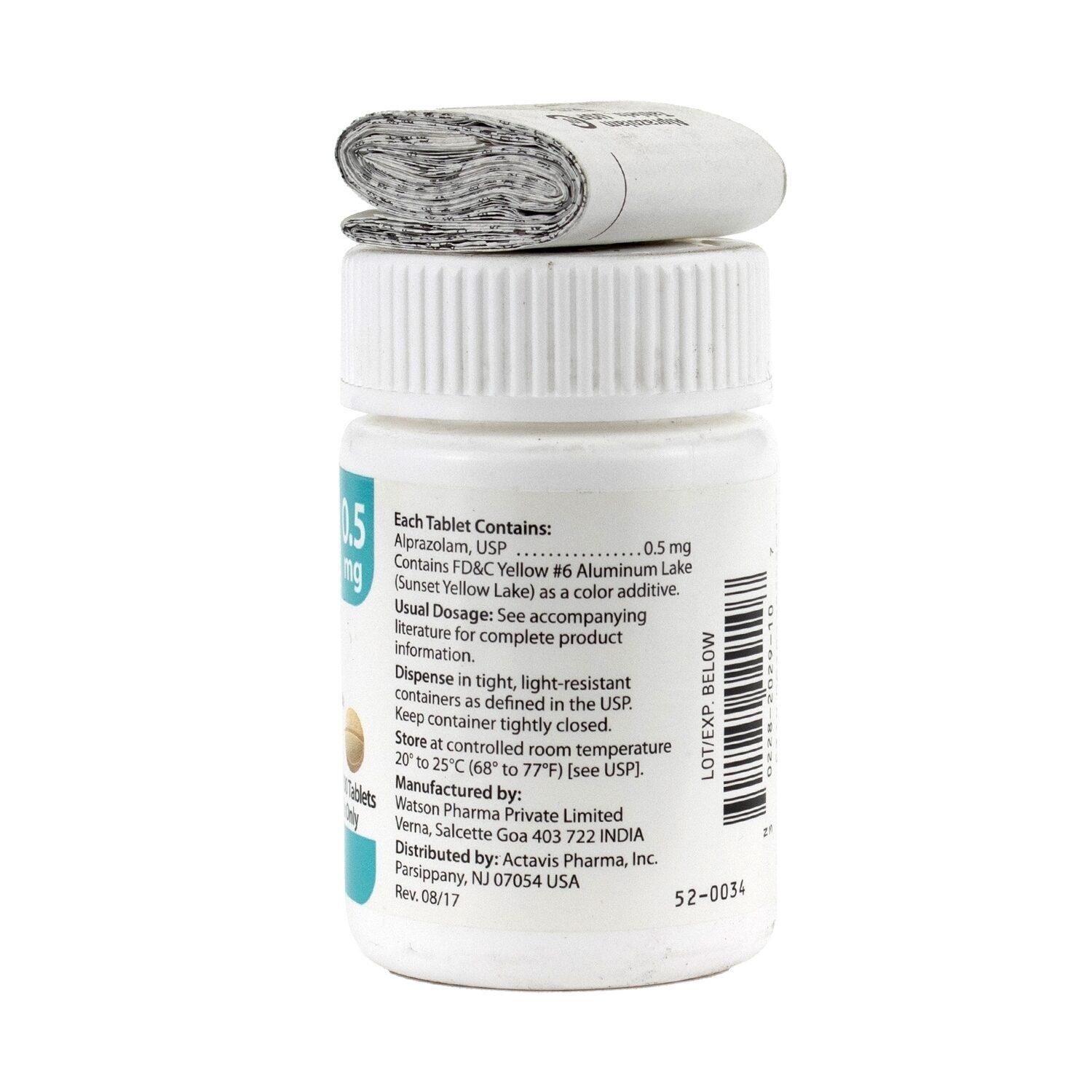 Alprazolam [C-IV], 0.5mg, 100 Tablets/Bottle | McGuff