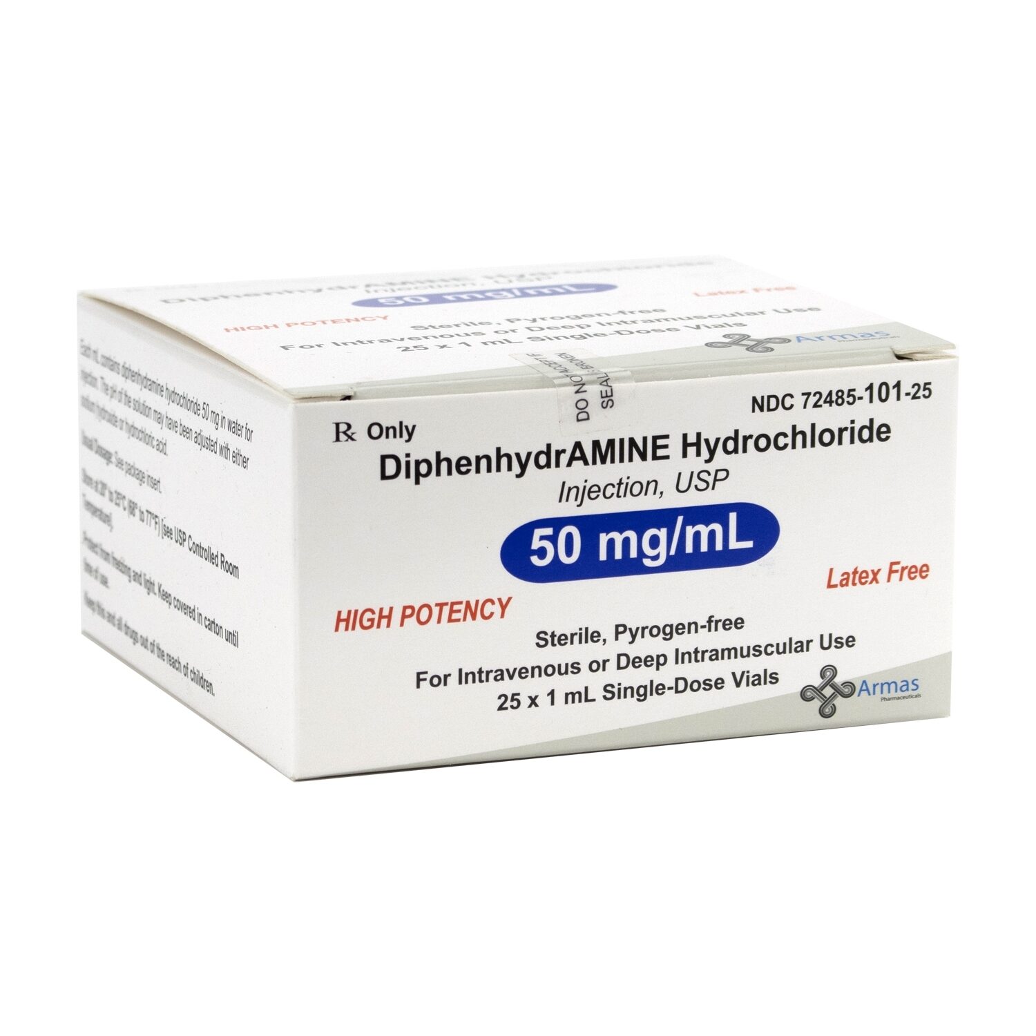 Diphenhydramine HCl 50mg/mL Injection 1mL SDV | McGuff