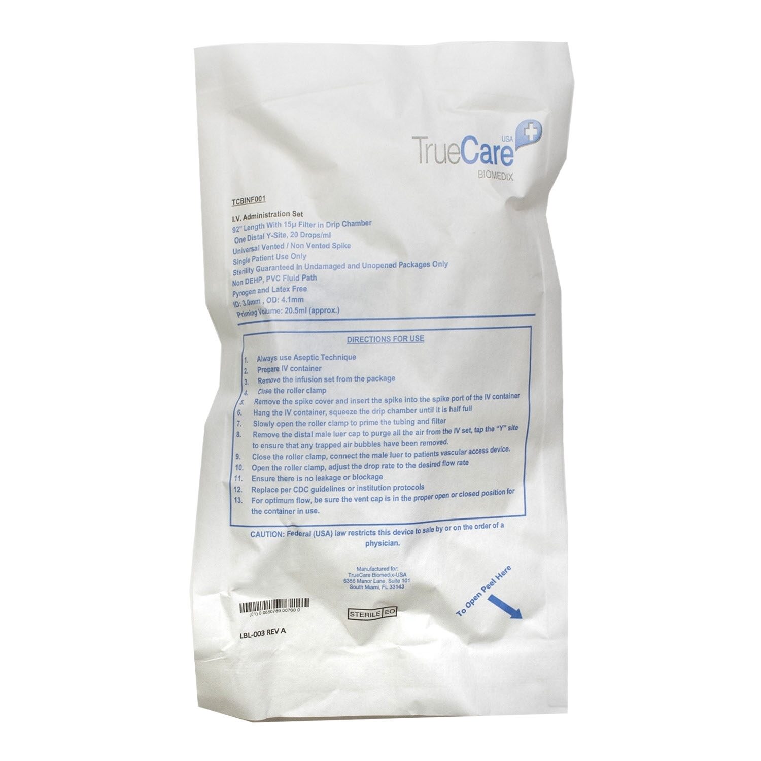 TrueCare™ Primary IV Administration Set with 1 Injection Y-Site, 15 ...