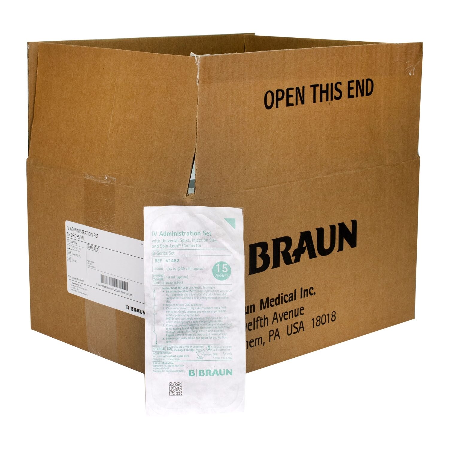 BBraun™ IV Pump Set with 1 Injection Y-Port, Non-Filtered, 15 Drops/mL ...