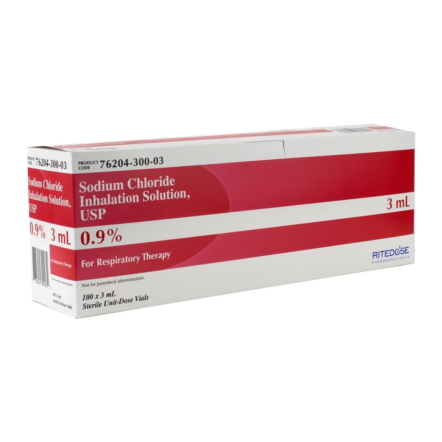 Sodium Chloride, 0.9%, for Inhalation, SDV, 3mL, 100 Vial/Tray | McGuff