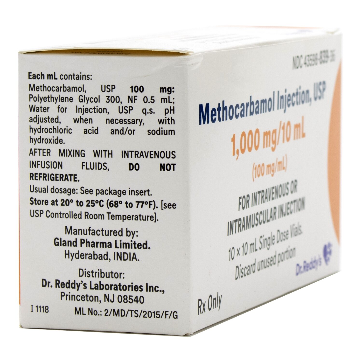 Methocarbamol Injection 100 mg/mL, Single Dose Vial 10 mL, 10/Tray | McGuff