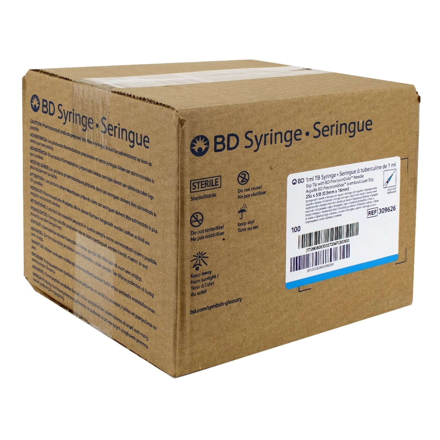 1cc Tuberculin Syringe, 25G x 5/8", BD™, Slip Tip BD PrecisionGlide ...