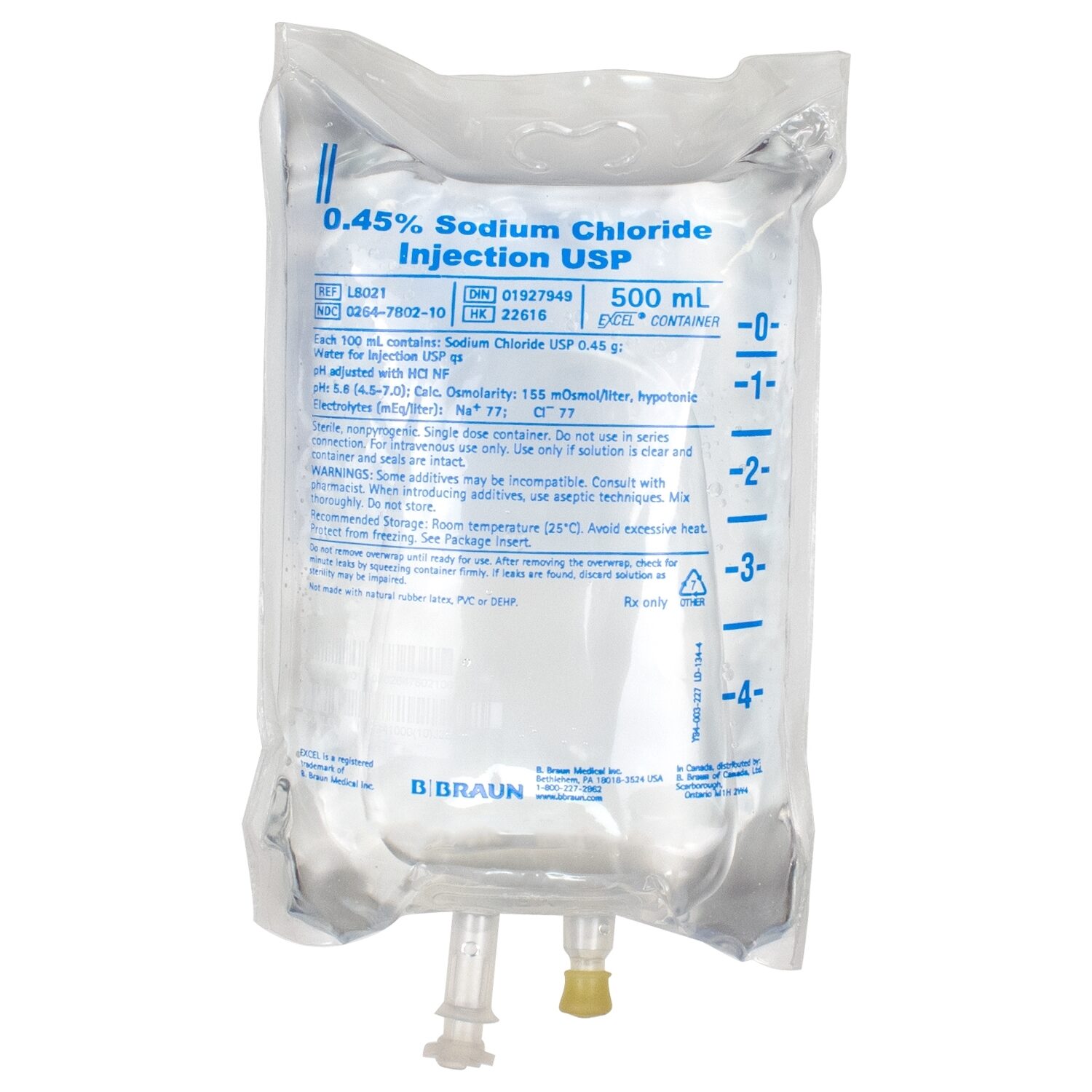 0.45% Sodium Chloride IV Solution Injection, 500 mL Excel® Bag, Latex ...