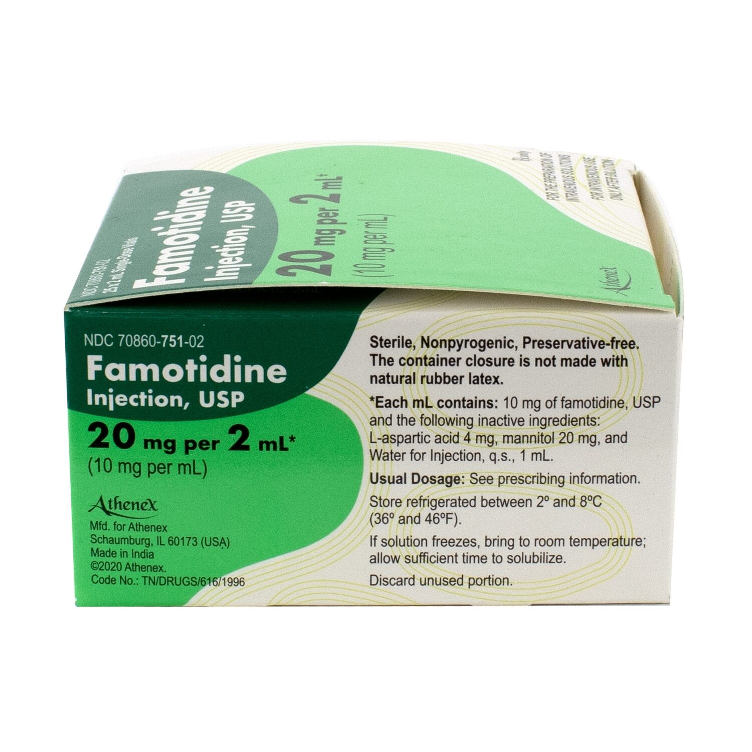 Famotidine Injection 10 mg/mL, Single Dose Vial 2 mL, 25/Tray | McGuff