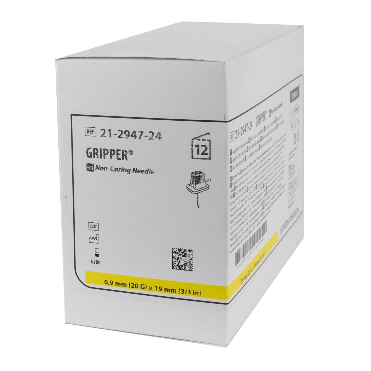 Gripper® Huber Infusion Set, 20 G x 3/4" Yellow, Cushioned Needle ...