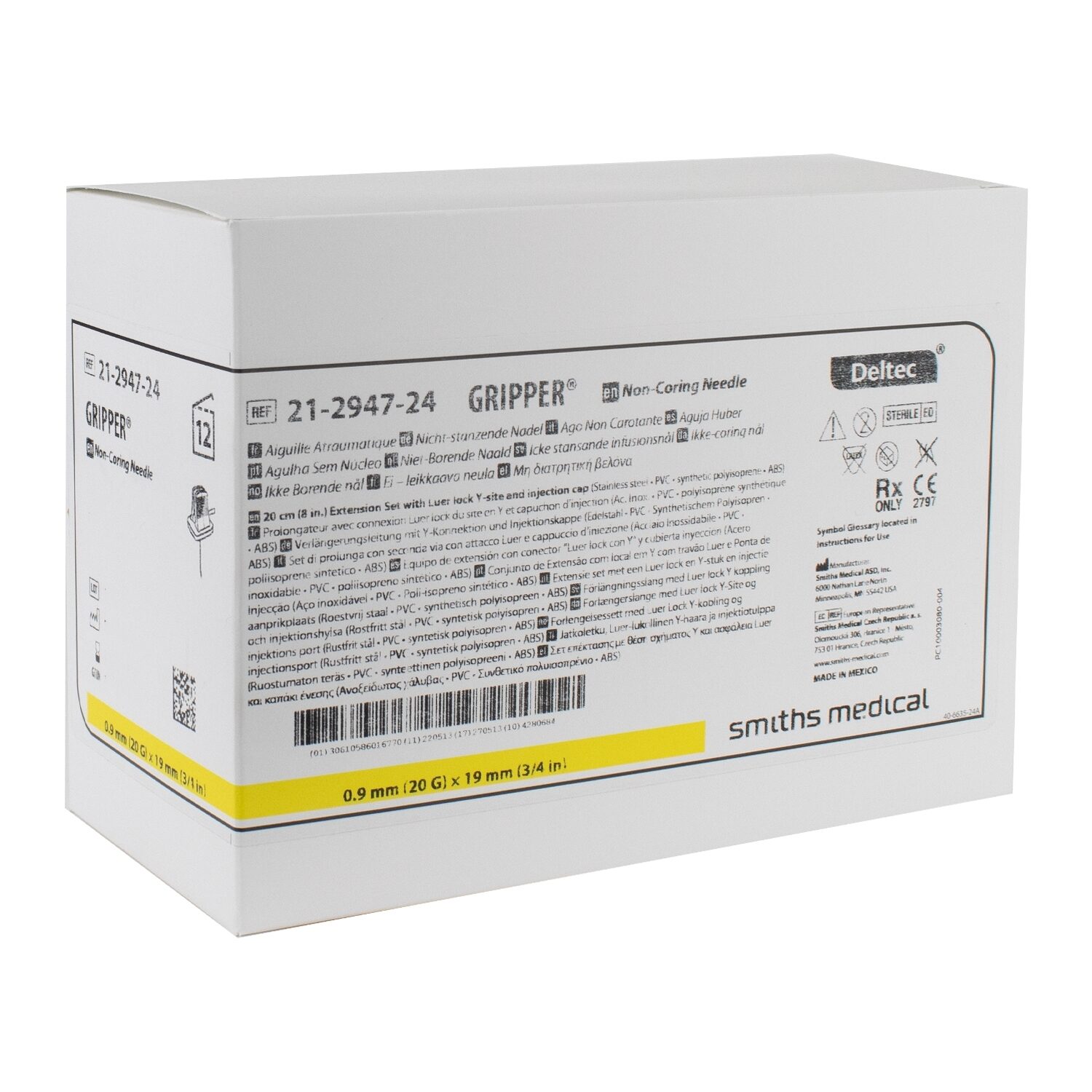 Gripper® Port Access Infusion Set, 20 G x 3/4" Yellow, Cushioned Needle ...