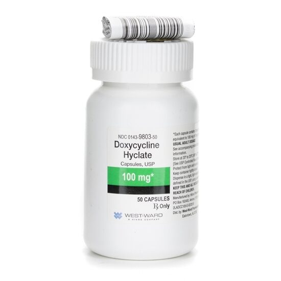 Doxycycline Hyclate, 100mg, 50 Capsules/Bottle | McGuff