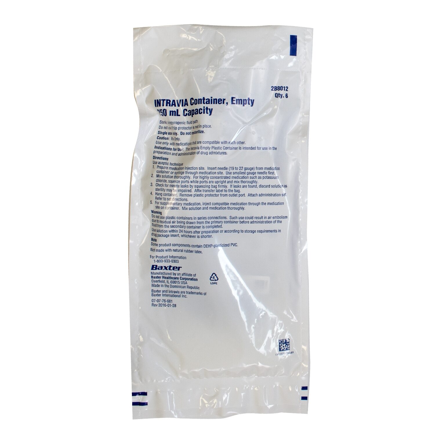 INTRAVIA™ Empty IV Container 250 mL Bag, Sterile, DEHP-free, 2-PVC ...